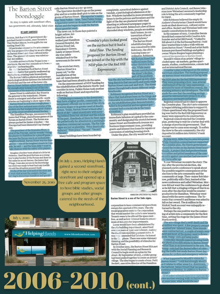 Barton Street Timeline - Helping Hands Street Mission